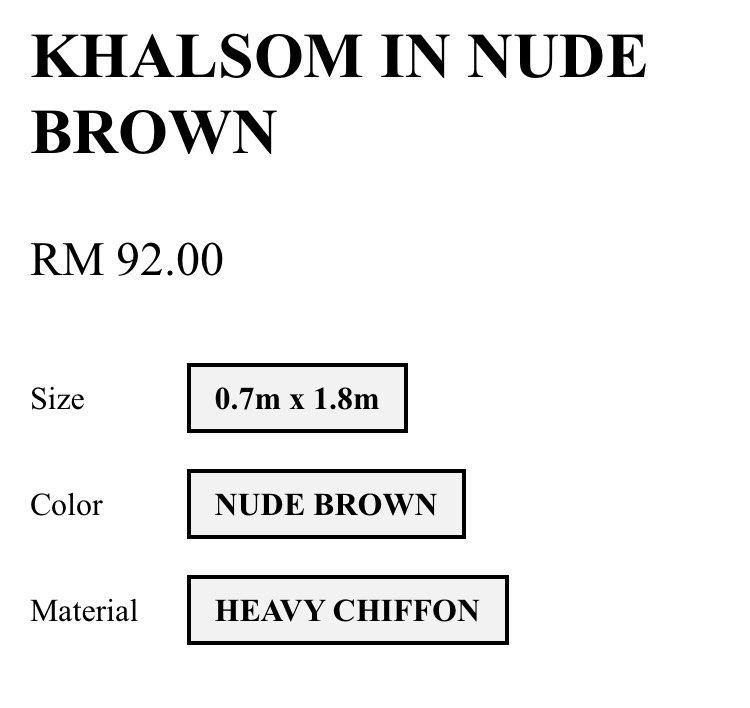 RUMI KL Sulam Shawl Khalsom in Nude Brown, Women's Fashion, Muslimah ...