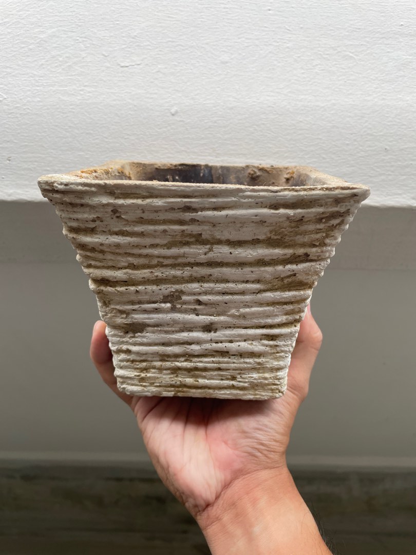 Rustic Cement Pot (Upon Purchase), Furniture & Home Living, Gardening ...