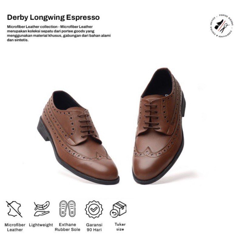 Sepatu Kerja Port Goods Derby Coklat Espresso size 44, Fesyen Pria ...