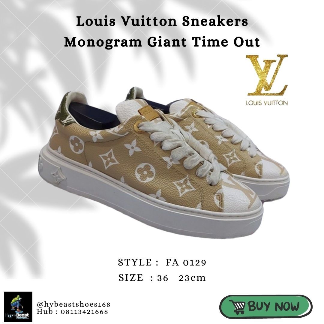 Sepatu Louis Vuitton Sneakers FA 0129 Monogram Giant time out Ukuran 36 ...