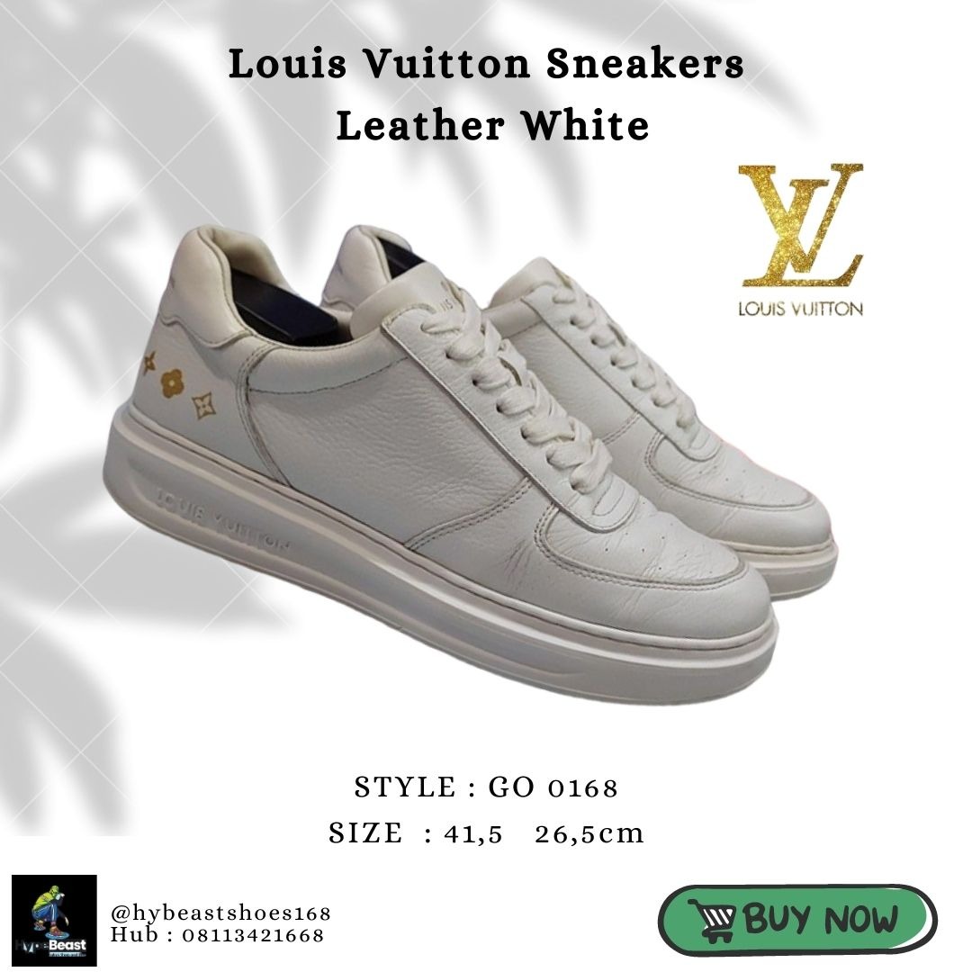 Sepatu Louis Vuitton Sneakers GO 0168 Leather White Ukuran 41.5 ( 26 ...