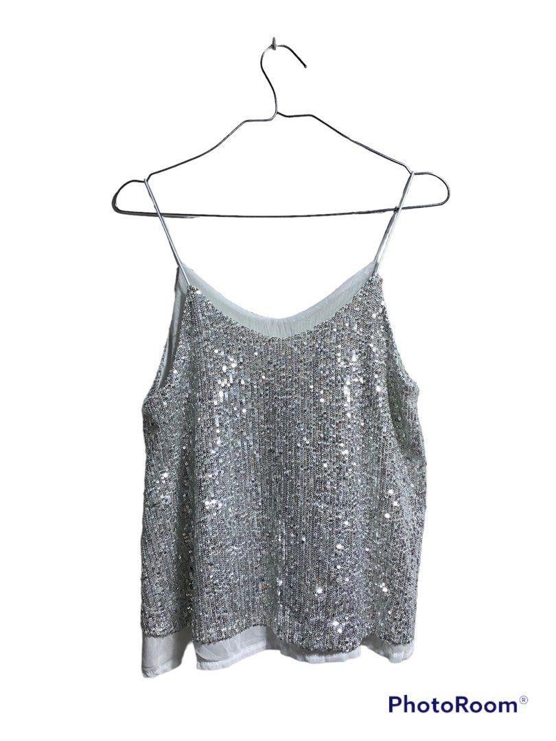 silver sequence top, Women's Fashion, Tops, Others Tops on Carousell