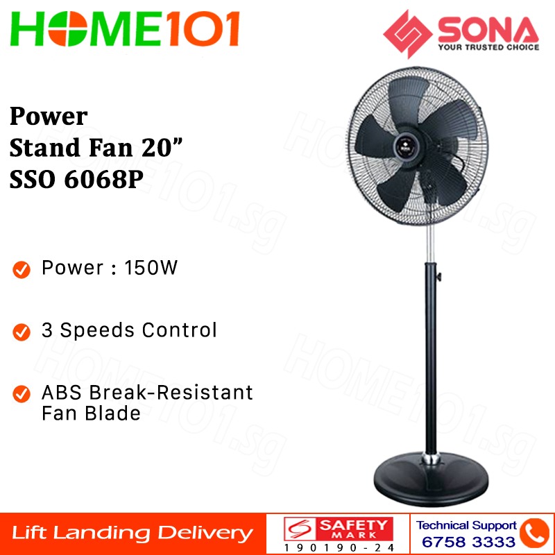 Sona Power Stand Fan 20" SSO 6068P, Furniture & Home Living, Lighting ...