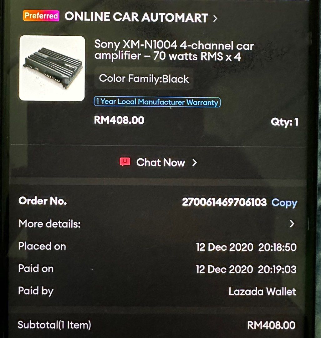 Sony XM-N1004 4-channel car amplifier 70 watts RMSx4, Auto Accessories ...