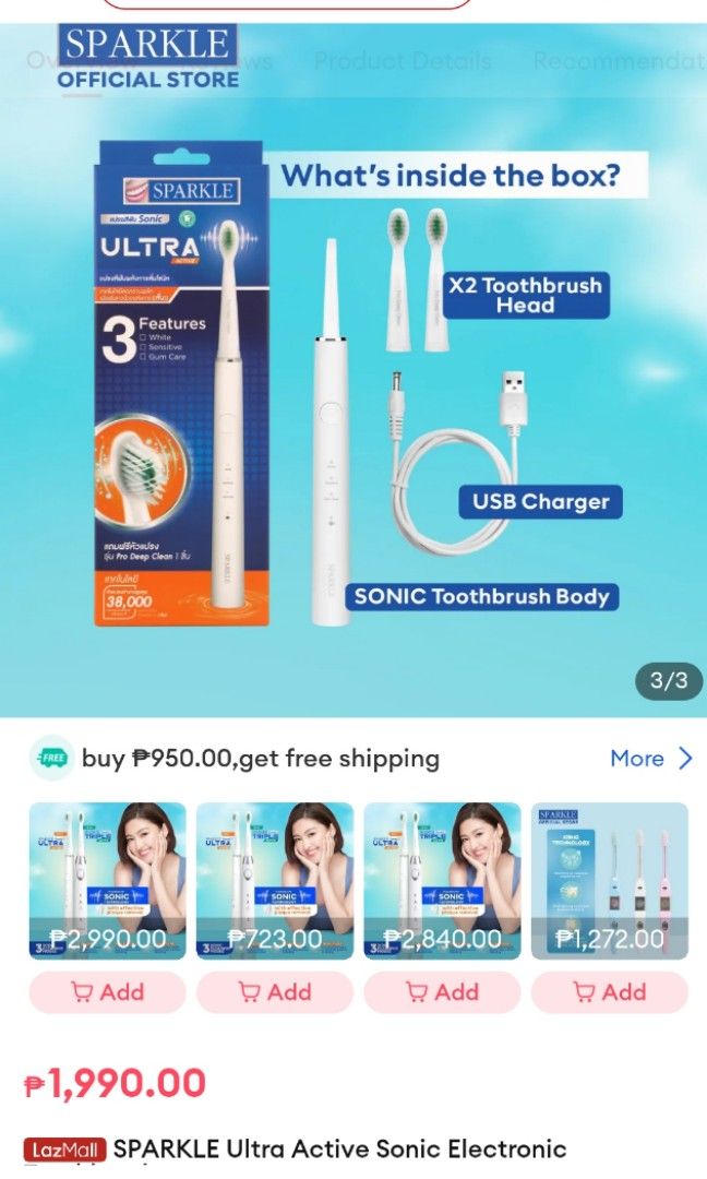 SPARKLE ELECTRIC TOOTHBRUSH on Carousell