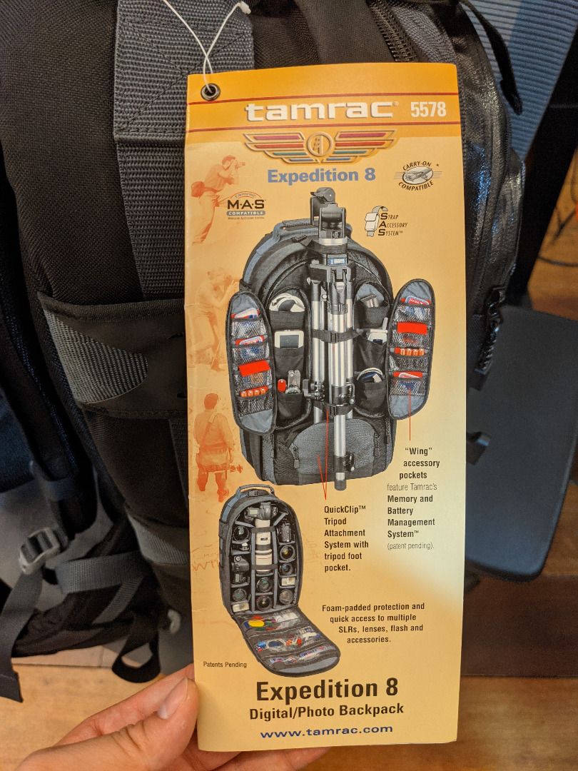 Tamrac 5578 Expedition 8 Photo Backpack (Black), Men's Fashion, Bags, Backpacks on Carousell