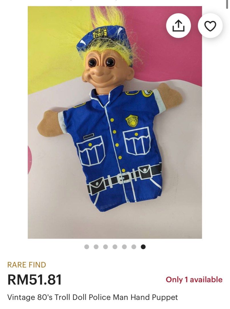 Vintage Troll Doll Hand Puppet, Hobbies & Toys, Collectibles ...