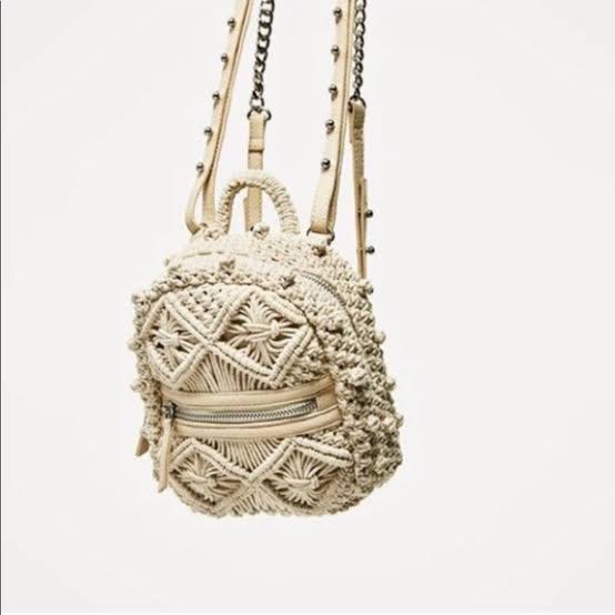 ZARA Macrame Mini Backpack, Women's Fashion, Bags & Wallets, Backpacks ...