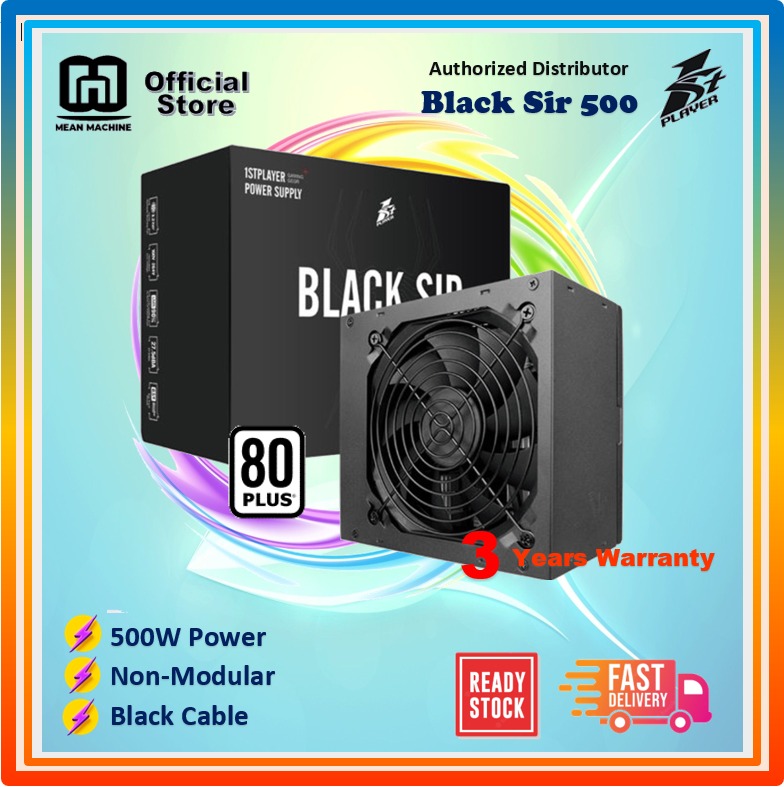 1ST PLAYER 500W 80+ White Black Non-Modular Power Supply Unit (BlackSir ...
