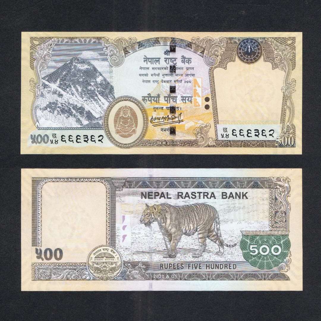 2020/2022 NEPAL 500 RUPEES P-81b UNC > MOUNT EVEREST NEW SIGN 1 TIGER ...