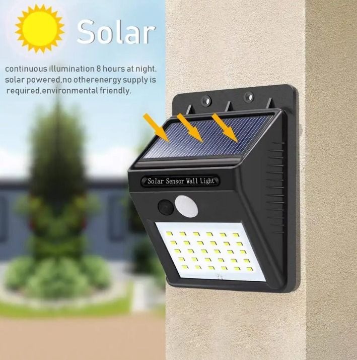 [3786) Solar Powered LED Wall Light, Motion PIR Sensor and CDS Night ...
