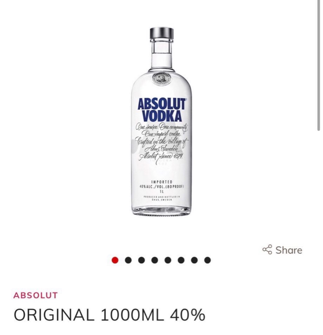 Absolut Vodka 1L, Food & Drinks, Beverages on Carousell