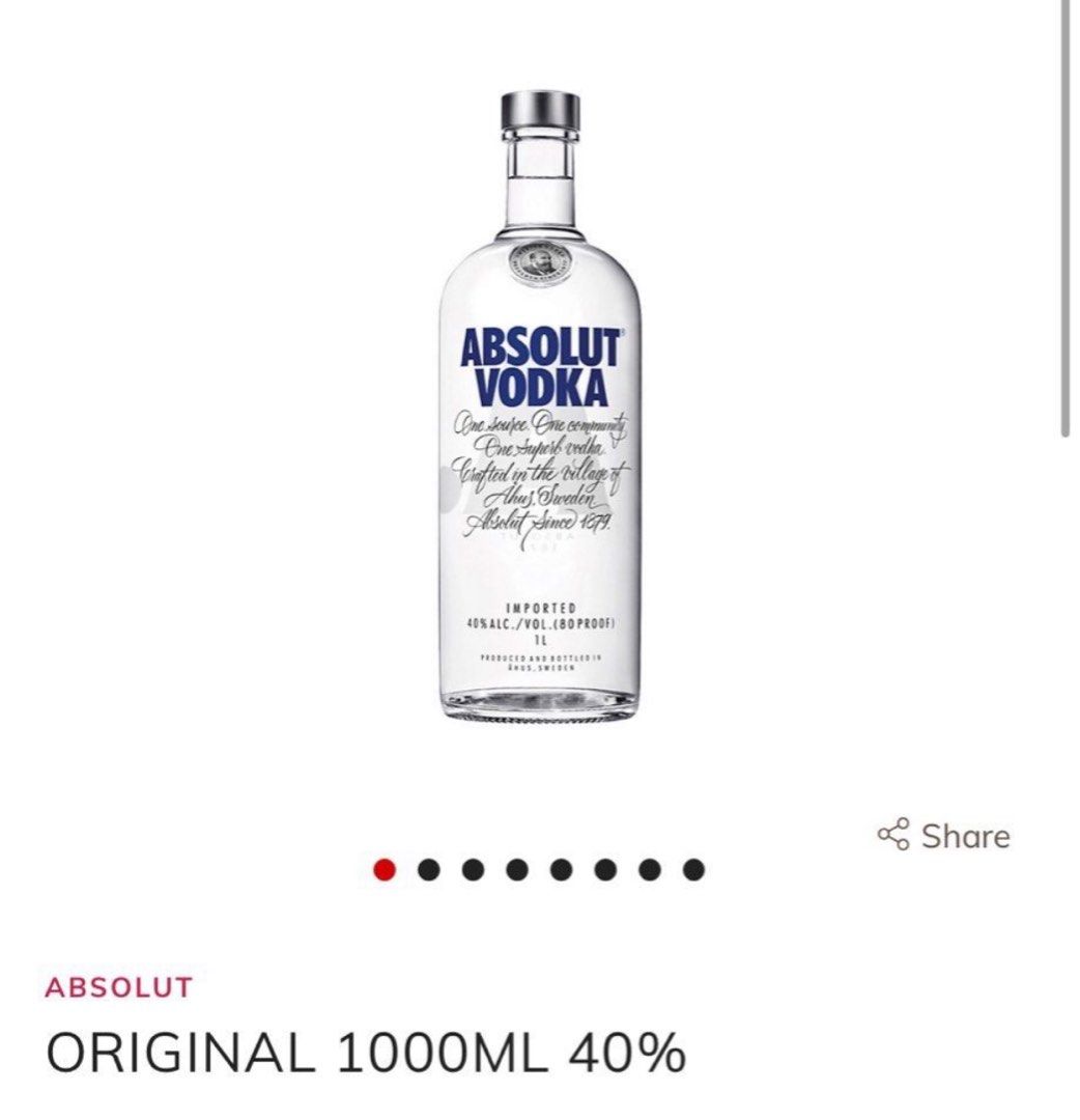 Absolut Vodka 1L, Food & Drinks, Beverages on Carousell