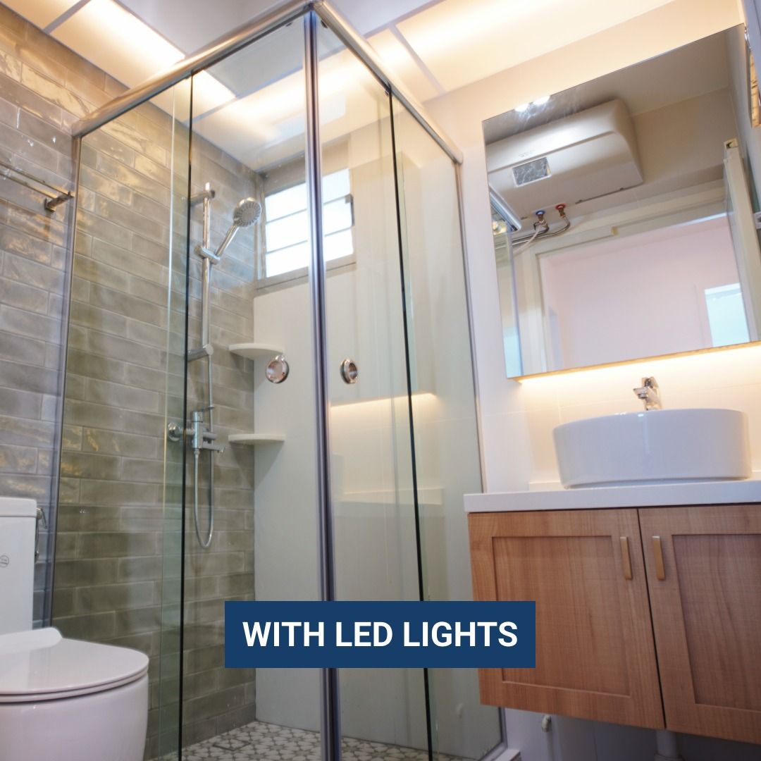 Acrylic Panel for HDB Bathrooms (with LED lights option), Furniture ...