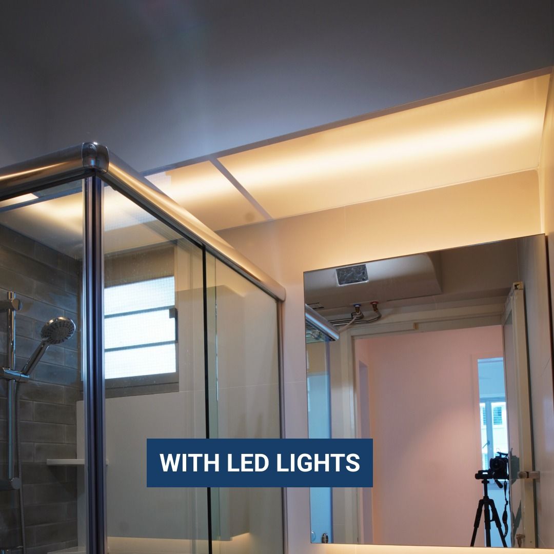 Acrylic Panel for HDB Bathrooms (with LED lights option), Furniture ...