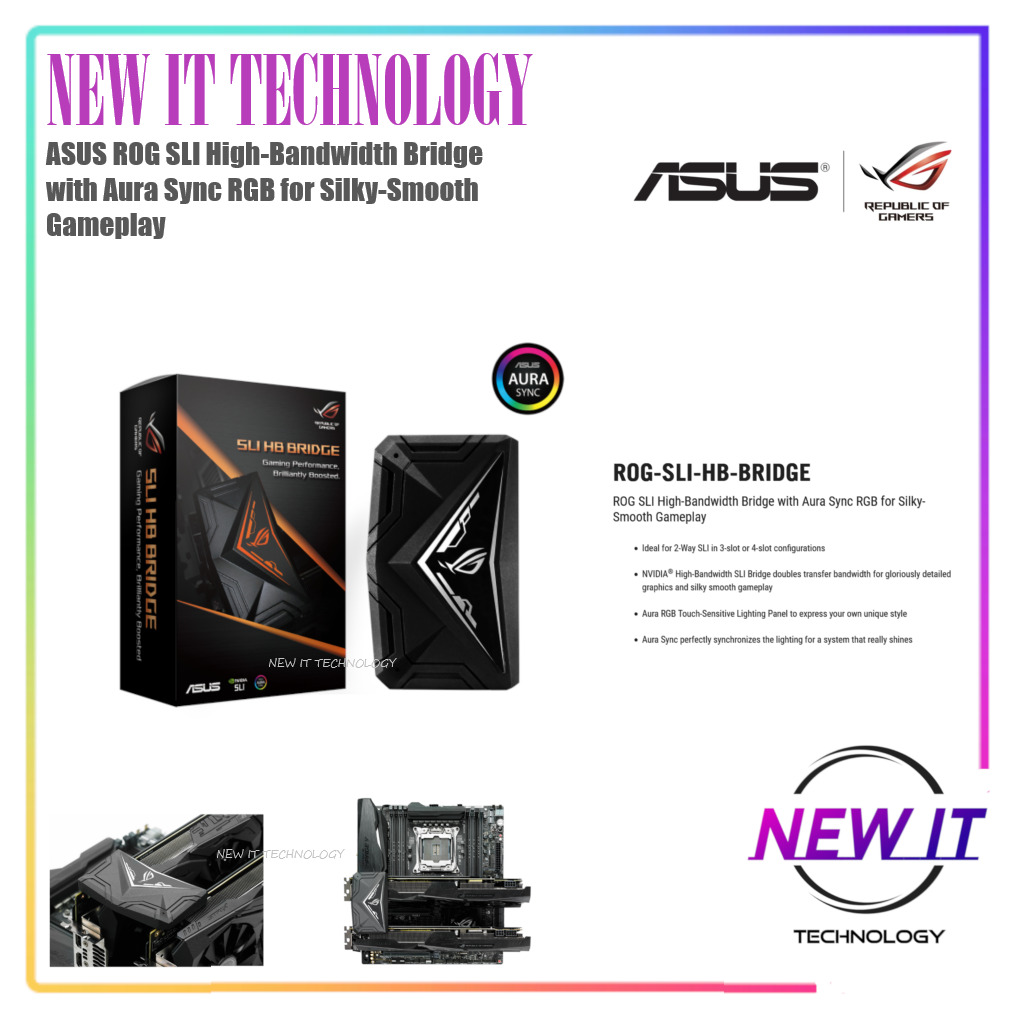 Asus ROG SLI HB High-Bandwidth Bridge 3-Way For Graphic Card GPU with Aura Sync RGB for Silky ...
