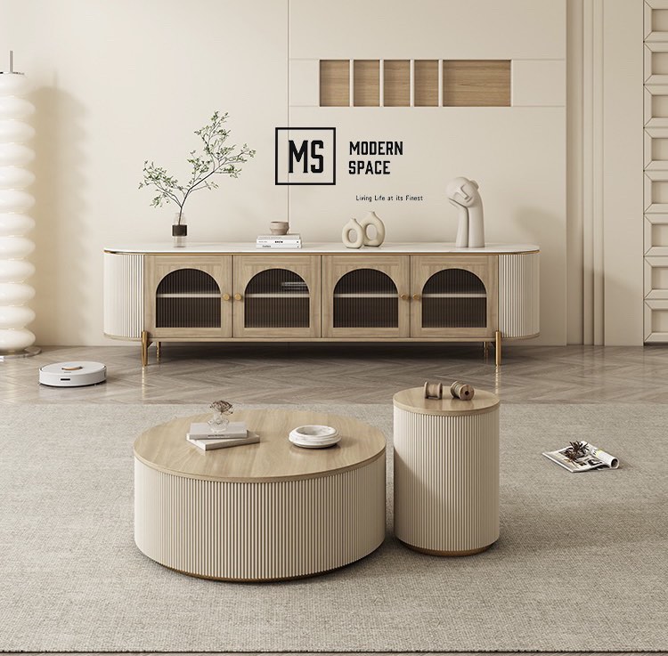 COLLETE Modern Curve TV Console / Coffee Table - TVC204, Furniture ...
