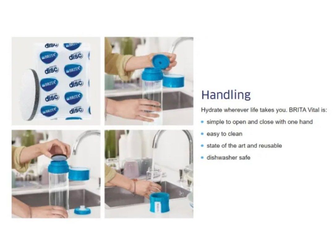 Brita Pink Fill and Go Vital Water Filter Bottle, TV & Home Appliances ...