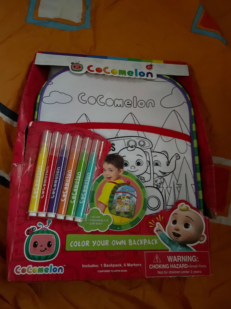 Cocomelon Color Your Own Backpack, Babies & Kids, Babies & Kids Fashion ...