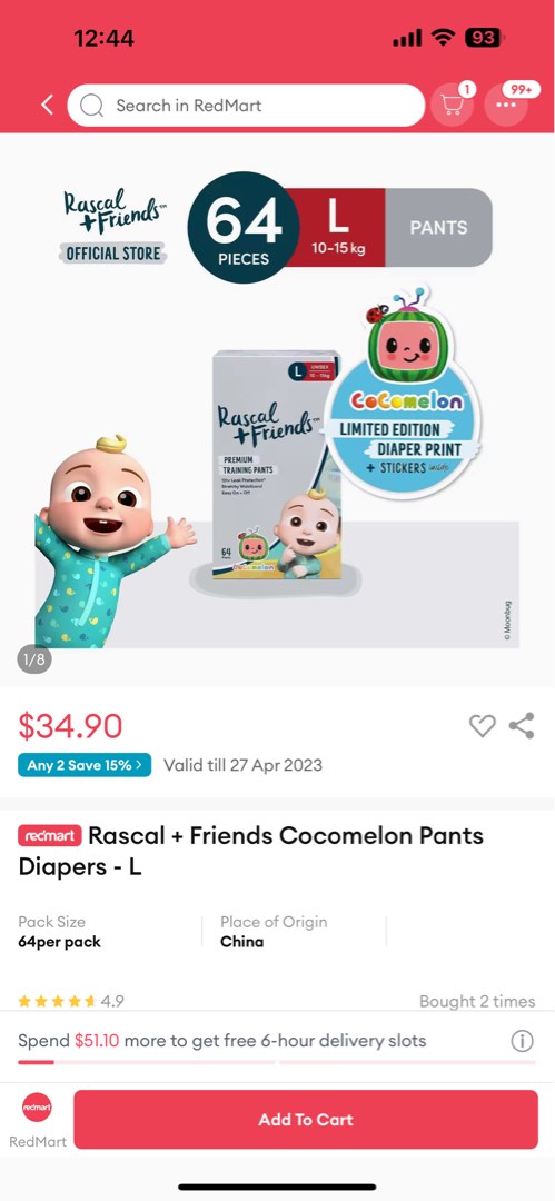 Cocomelon Diaper L pants, Babies & Kids, Bathing & Changing, Diapers ...