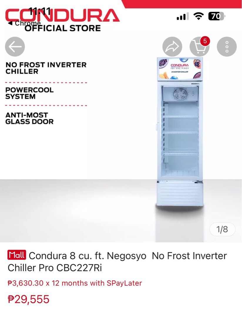 Condura 8 cu. ft. Negosyo No Frost Inverter Chiller, very good ...