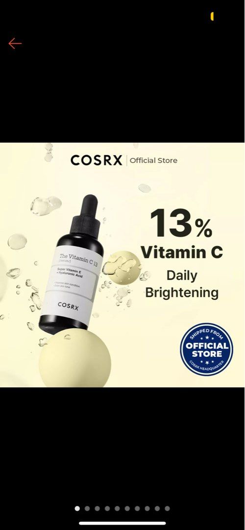 COSRX The Vitamin C 13 Serum 20ml (Pure Vitamin C 13%, Daily Mild Brightening), Beauty ...