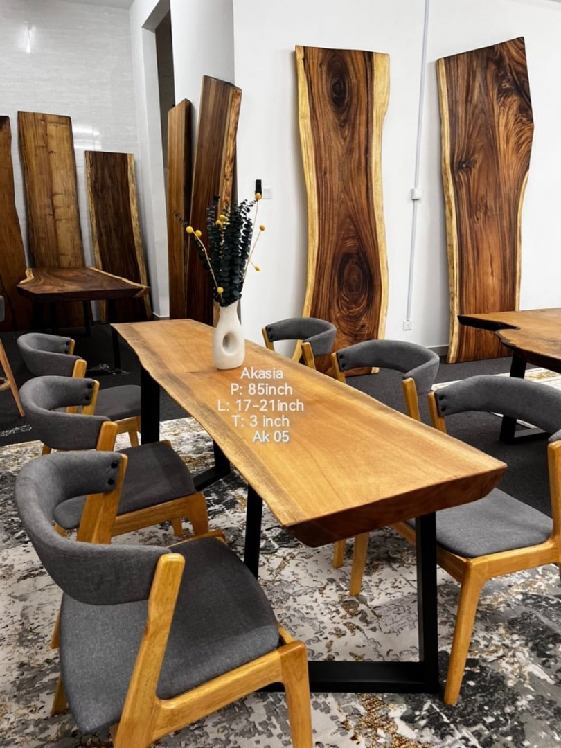 Dining table akasia slab wood, Furniture & Home Living, Furniture ...