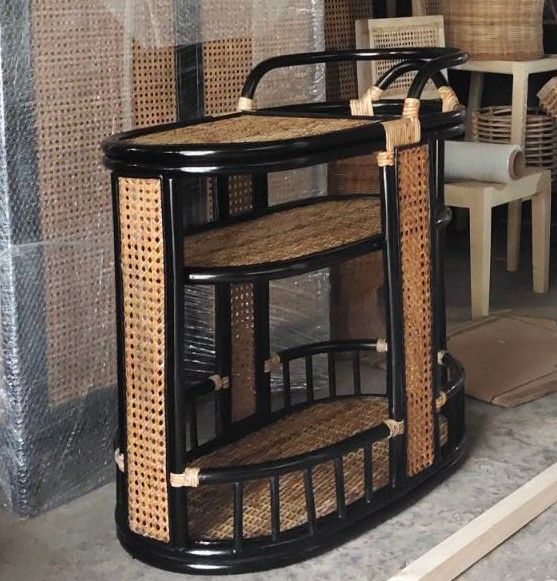 Export Quality Native Rattan Solihiya Bar Cart Kitchen Cart Shelf ...