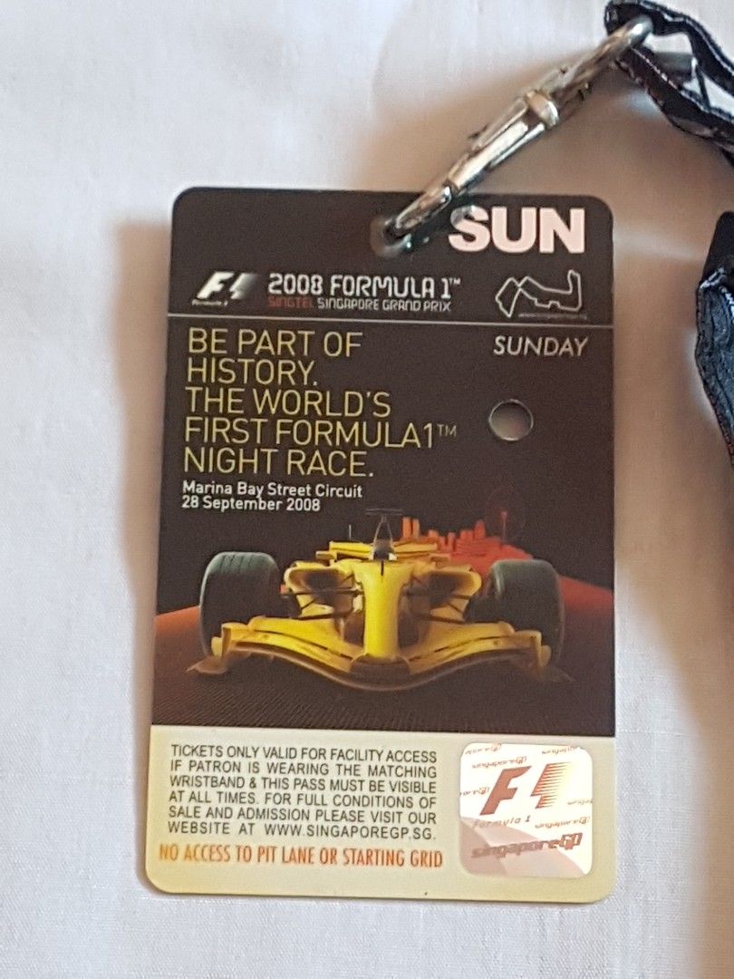 F1 2008 Formula 1 Singtel Singapore Grand Prix Sunday Ticket, Tickets ...