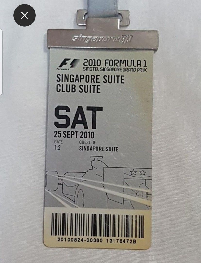F1 2010 Formula 1 Singtel Singapore Grand Prix Saturday Ticket, Tickets ...