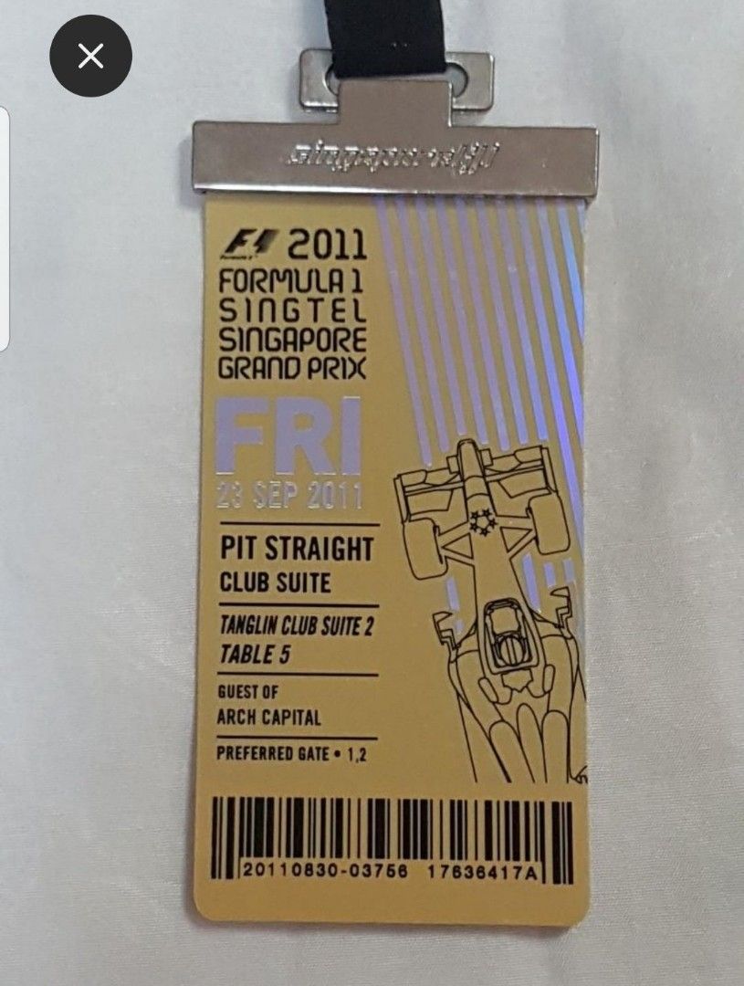 F1 2011 Formula 1 Singtel Singapore Grand Prix Friday Ticket, Tickets ...