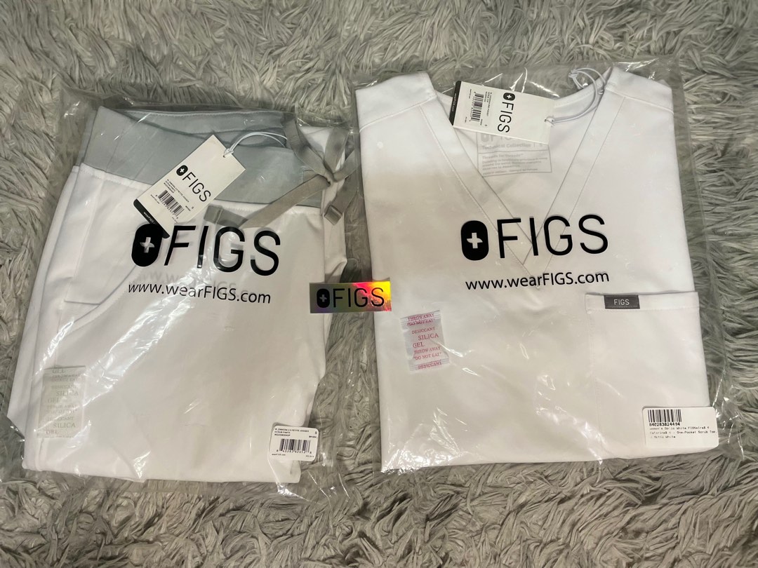 FIGS Optic White Small, Women's Fashion, Tops, Others Tops on Carousell
