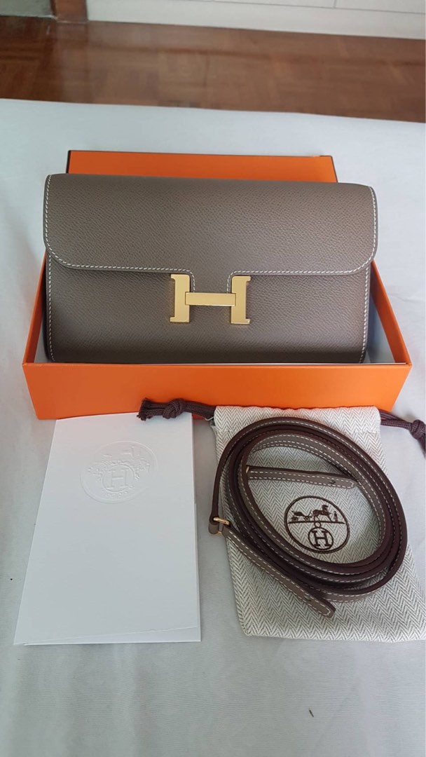 HERMES CONSTANCE TO GO WALLET LONG CLUTCH ETAIN EPSOM, Luxury, Bags ...