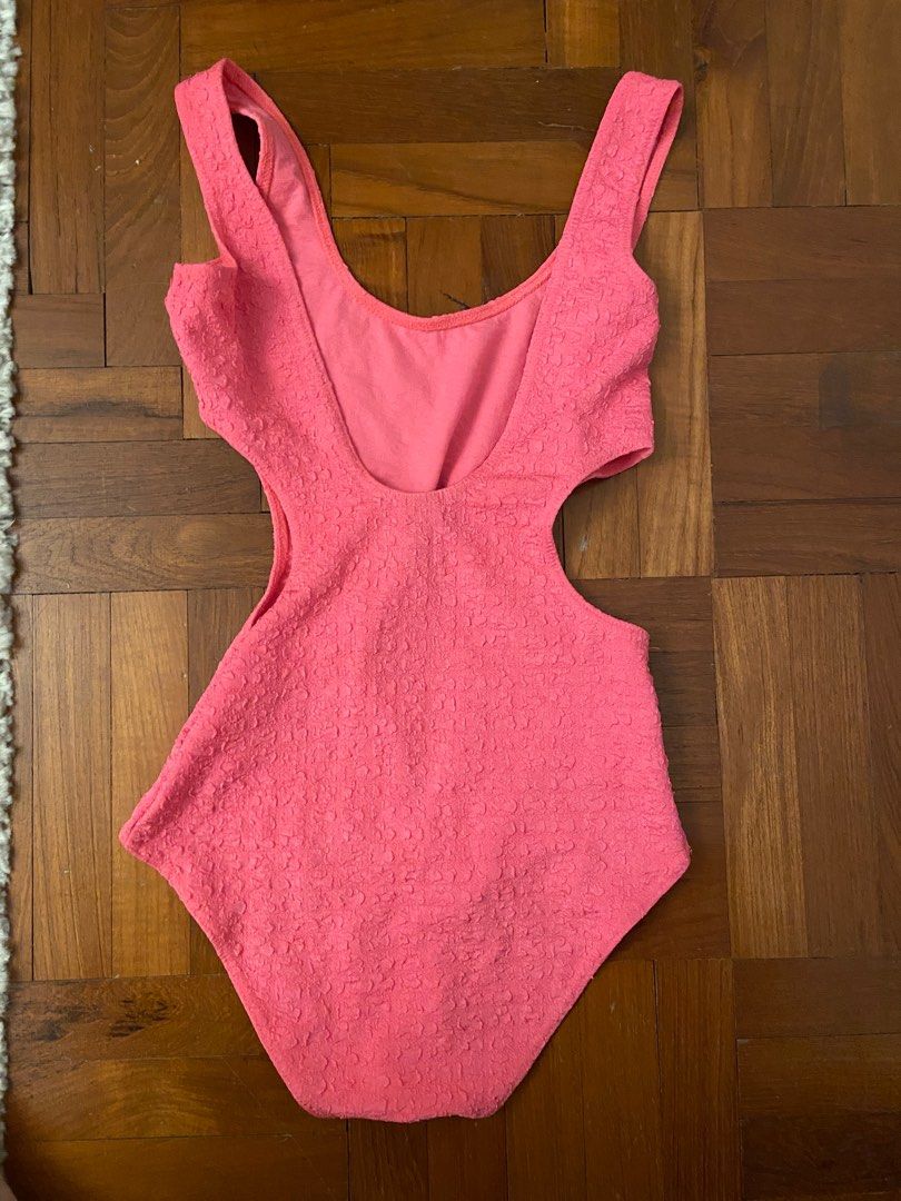 H&M neon pink swimsuit with cutouts, Women's Fashion, Swimwear, Bikinis ...