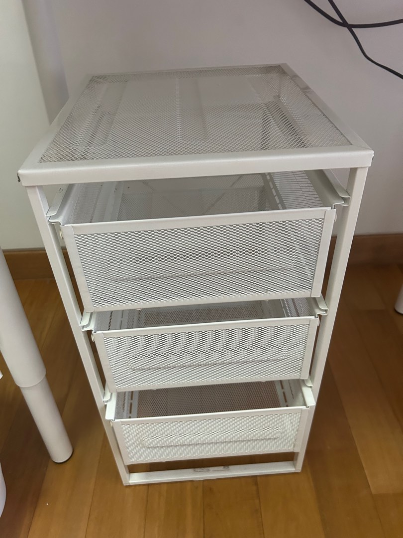 IKEA desk rack 3 drawers metal white, Furniture & Home Living ...