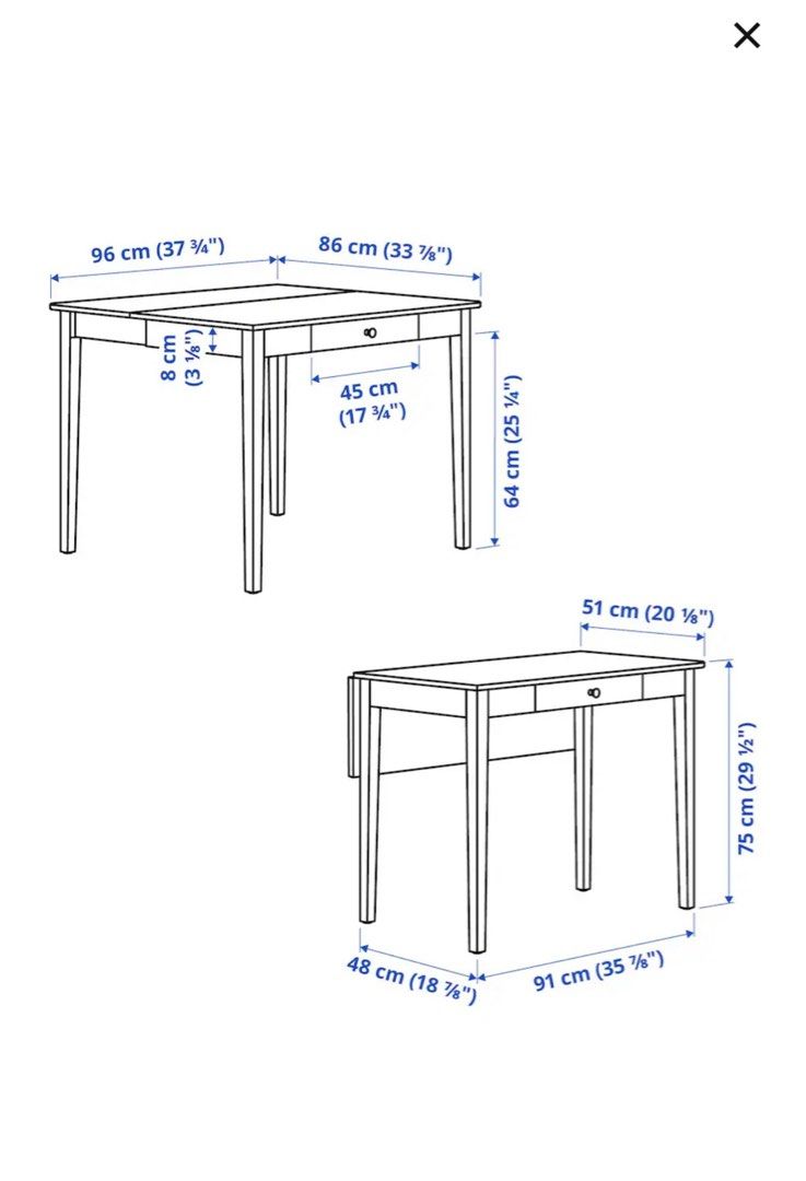 IKEA EXTENDABLE TABLE, Furniture & Home Living, Furniture, Tables ...