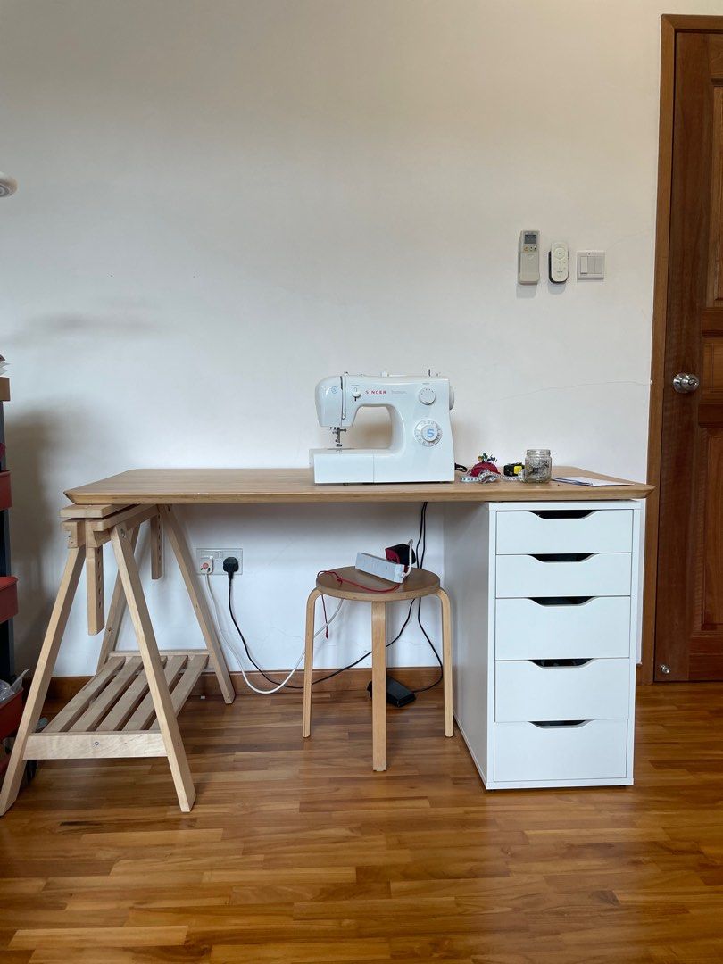 Ikea FINNVARD wooden trestle leg, Furniture & Home Living, Furniture ...