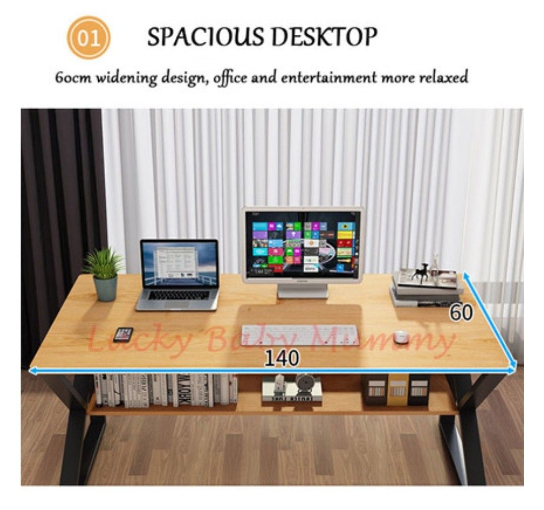 【K Frame Computer Table】Study Table / Computer Desk with Shelf Multiple ...