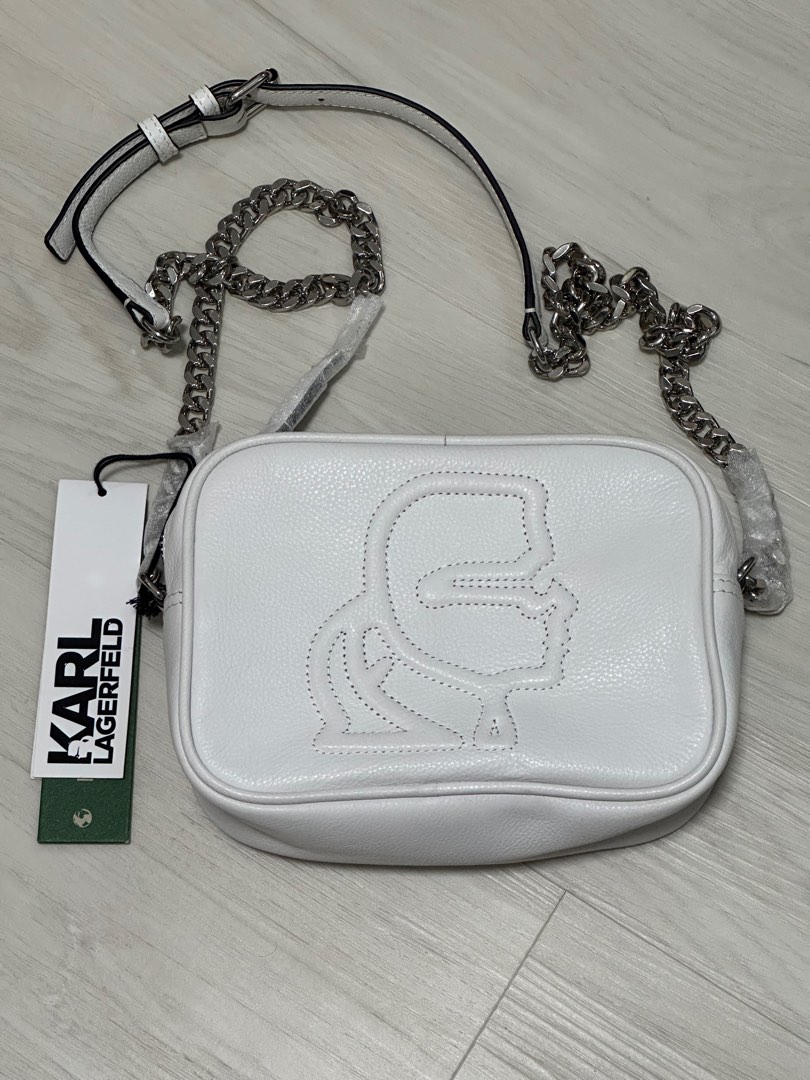 Karl Lagerfeld white camera bag, Luxury, Bags & Wallets on Carousell
