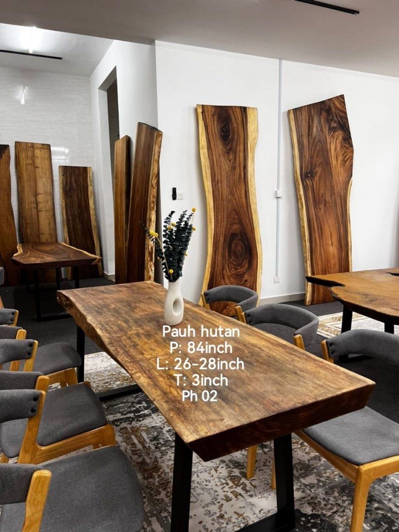 Meja makan unik slab wood, Furniture & Home Living, Furniture, Tables ...