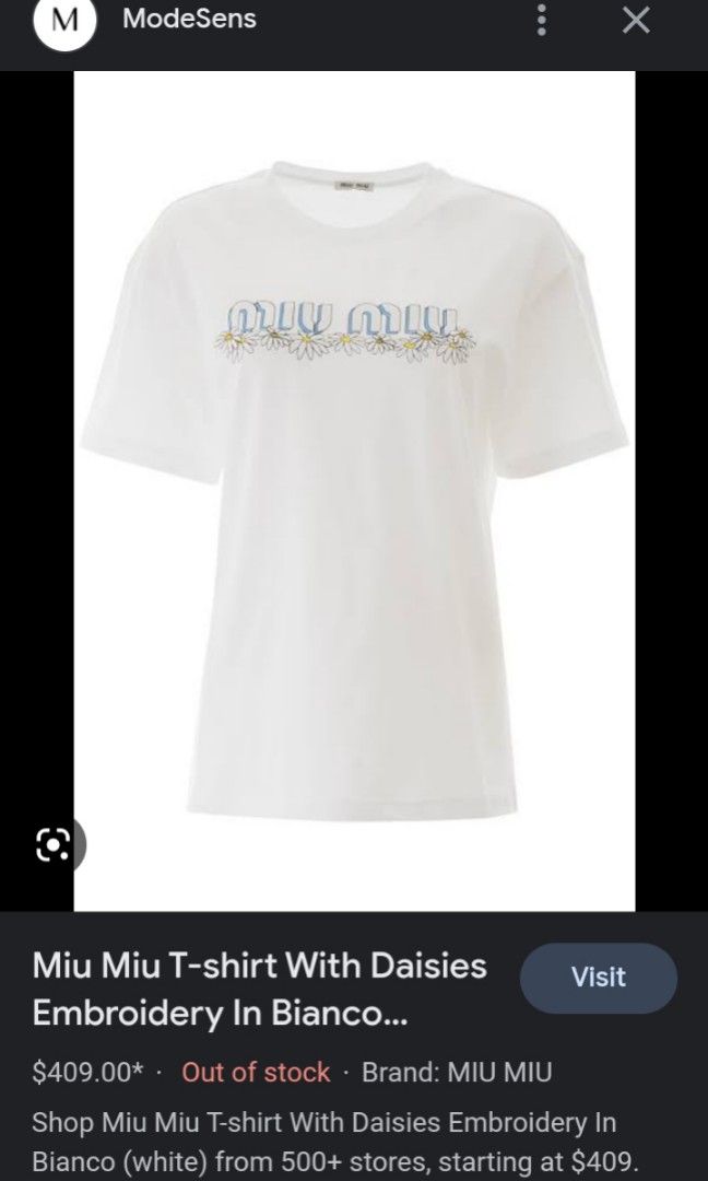 Miu Miu Logo with Daisies Embroidered, Luxury, Apparel on Carousell
