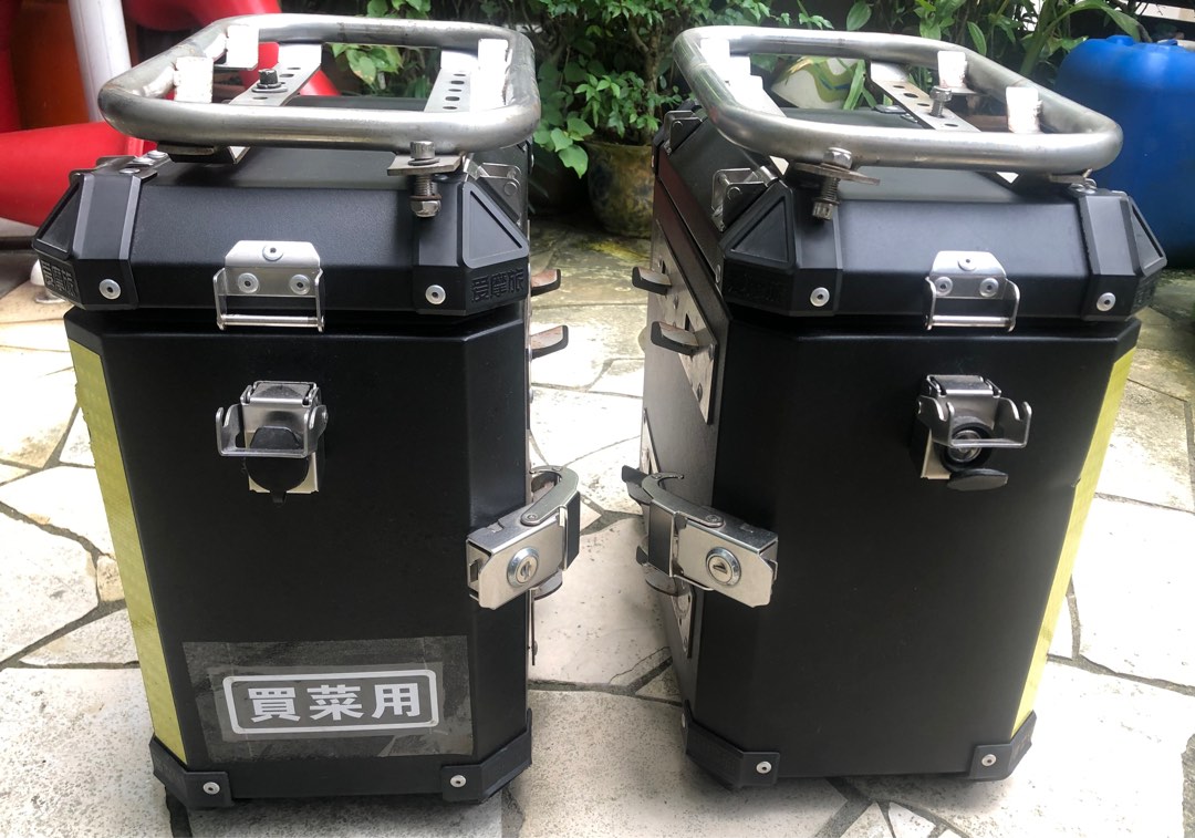 Motor cycle side pannier box, Motorcycles, Motorcycle Apparel on Carousell