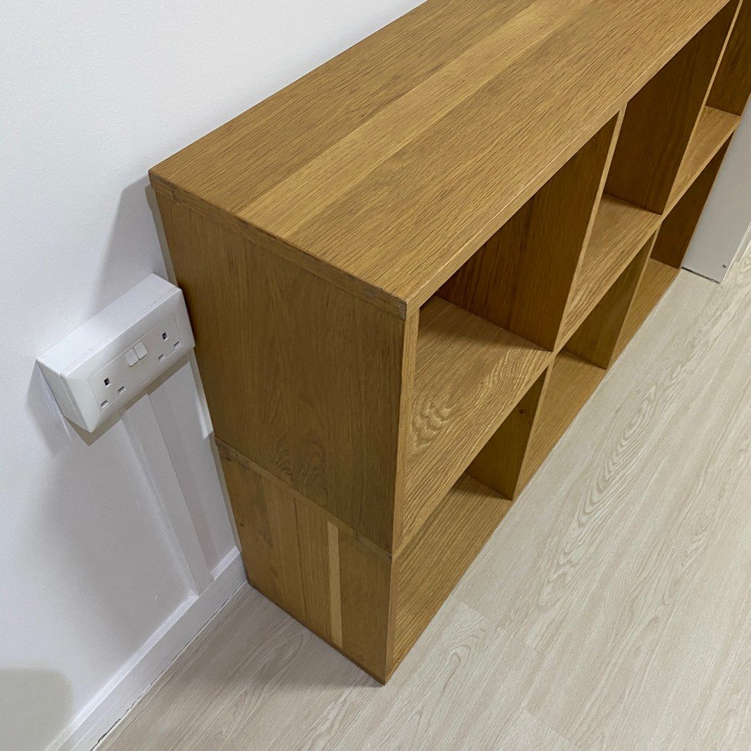 MUJI 3x2 6 Compartments Grid Oak Wooden Stacking Shelf, Furniture ...