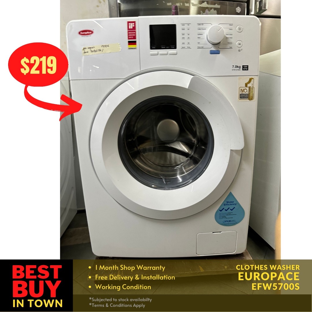 MUST BUY! EUROPACE 7KG German Designed Washing Machine EFW5700S-1, TV ...