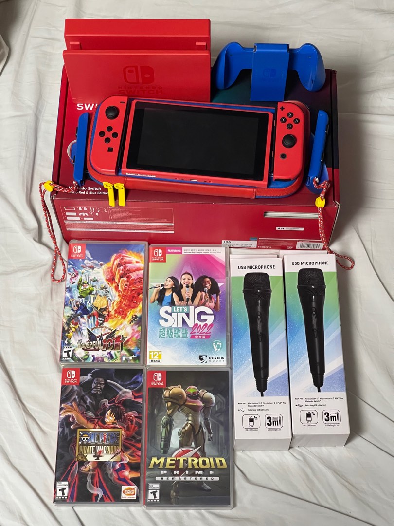 Nintendo Switch V2 Mario Edition + games on Carousell