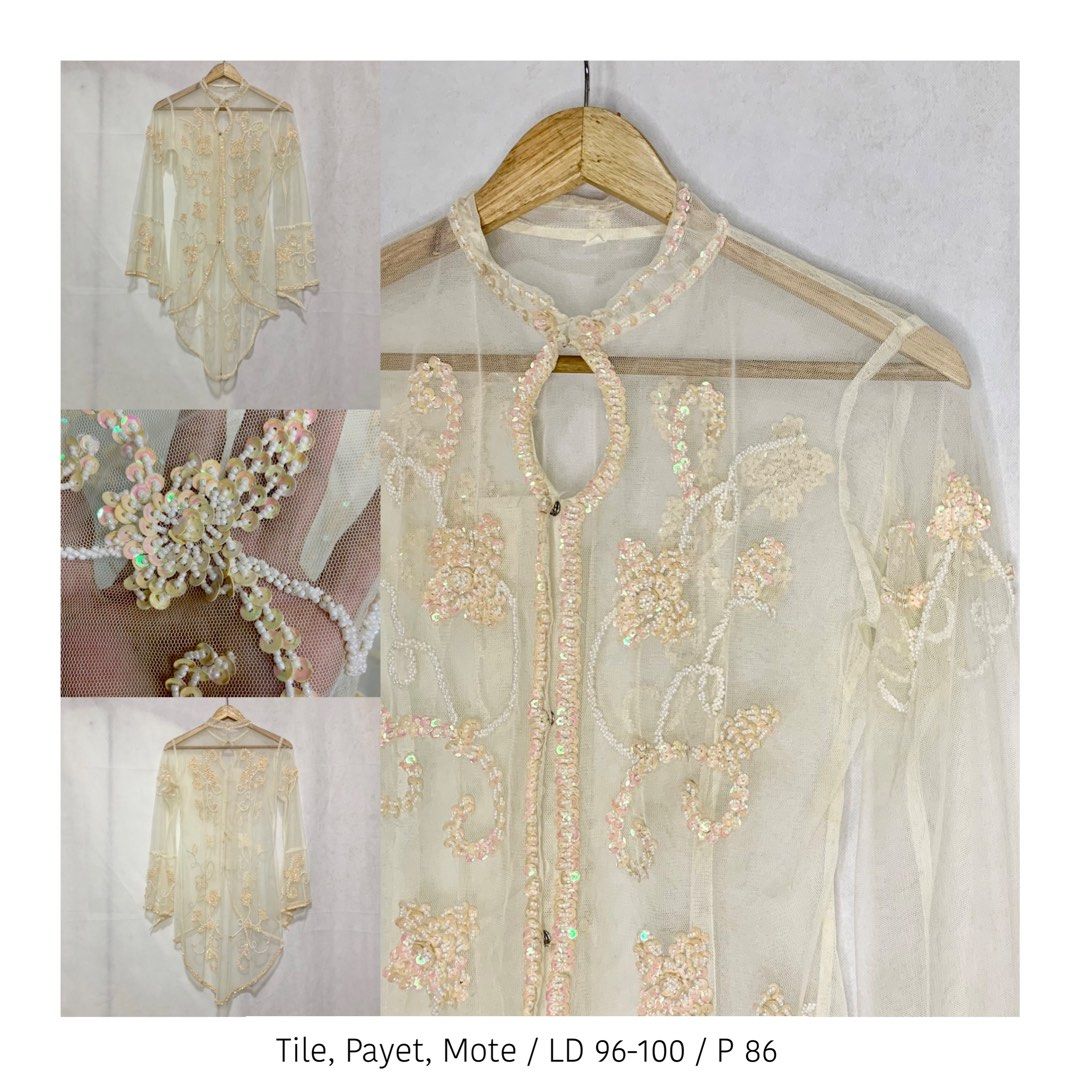 [no nego pls] Kebaya Putih Tulang Tile dengan Payet dan Mote, Fesyen ...