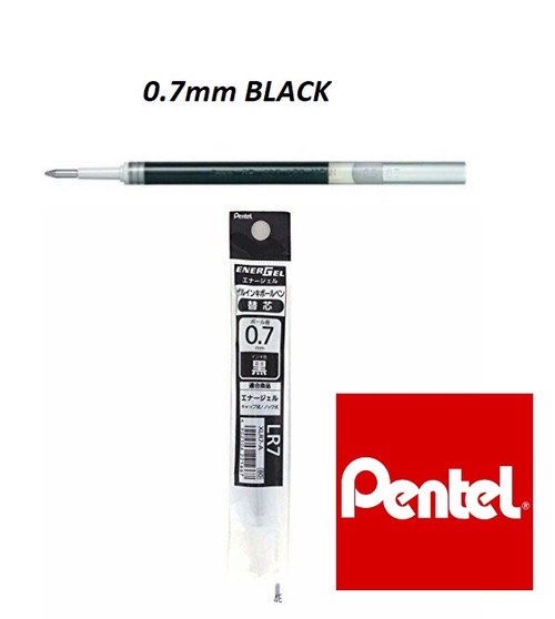 Pentel Energel Pen Ink Refill 0.7mm Metal Conical Tip Black XLR7-A ...