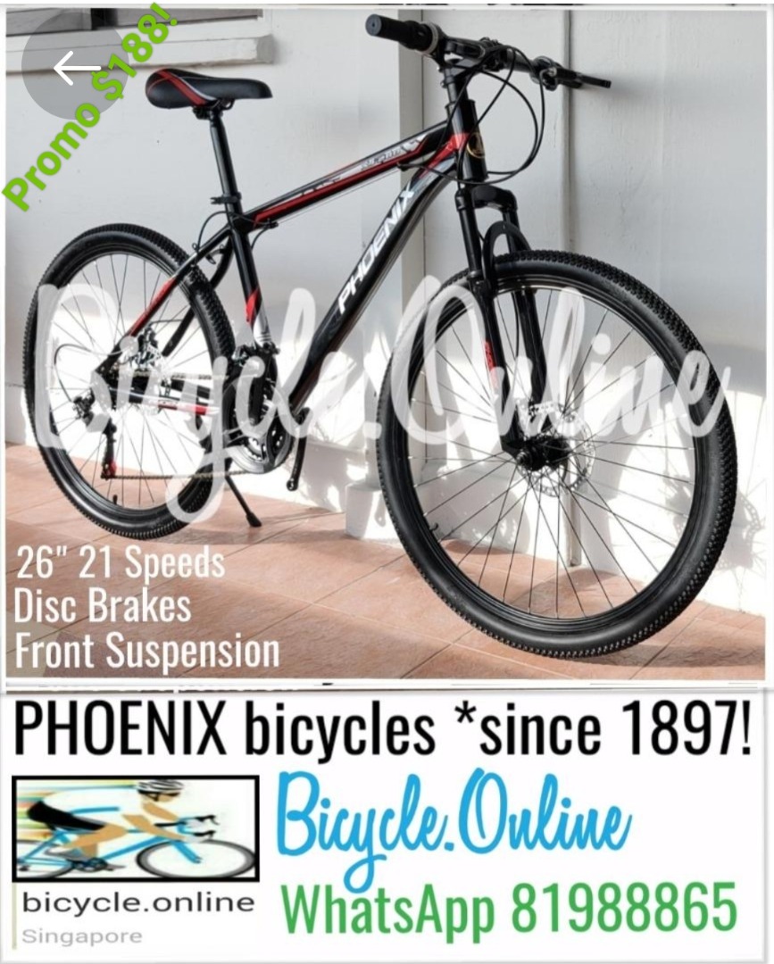 PHOENIX Bicycle Promo $188 : 26" MTB /Mountain Bike * 21Speeds, Front Suspension, Disc Brakes ...