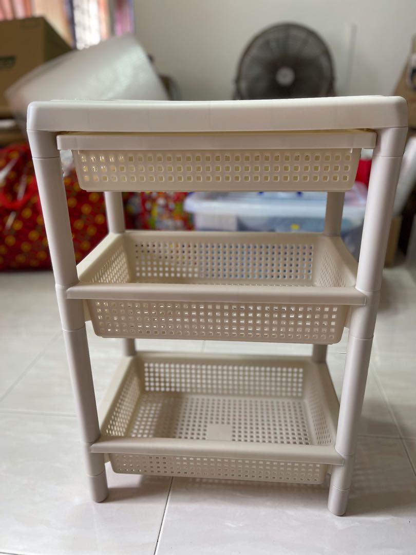 Plastic Rack 3 tier plastic Basket Storage, Furniture & Home Living ...