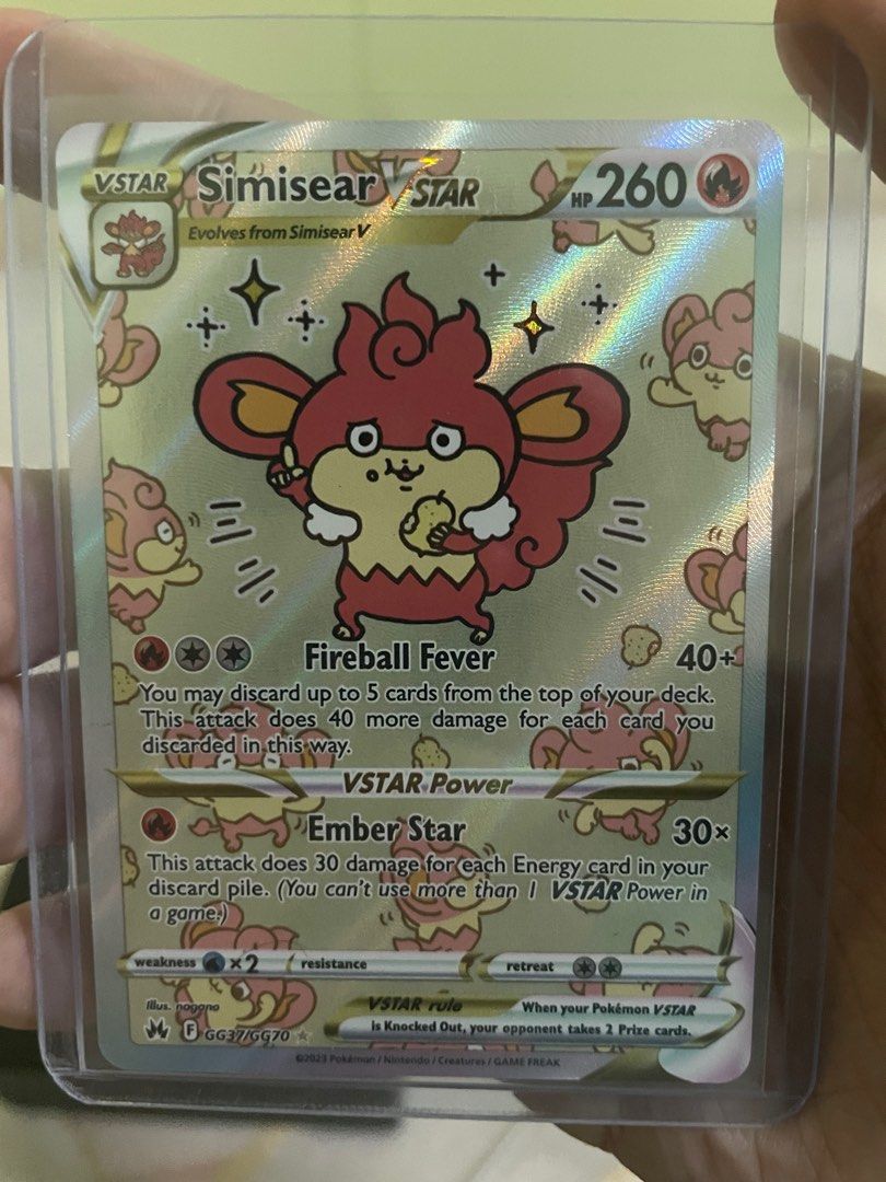 Pokemon TCG Simisear Vstar GG37/GG70, Hobbies & Toys, Toys & Games on ...